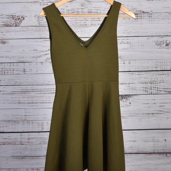 Mady & Nell | Dresses | Mady Nell Olive Green Fit And Flare Skater ...